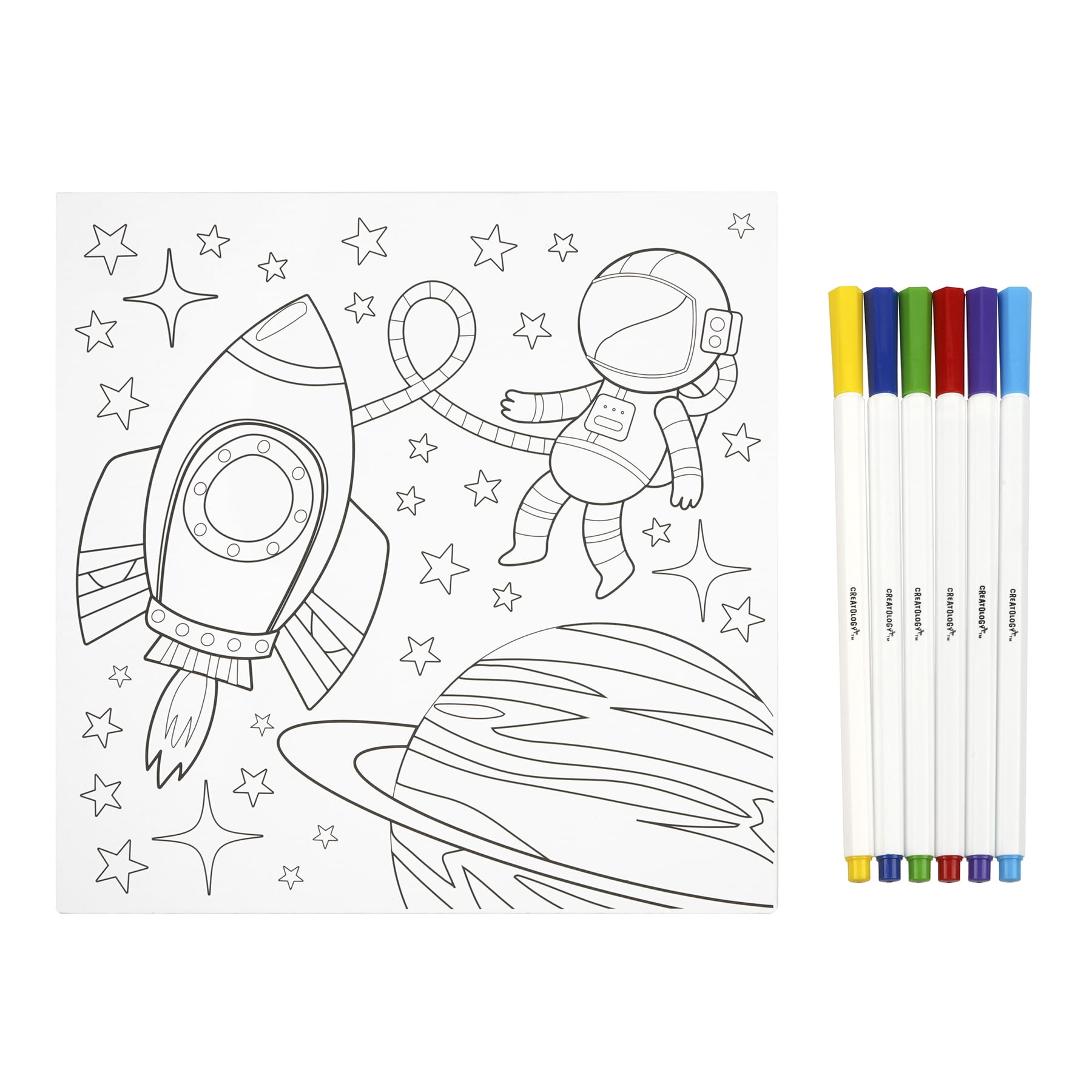 Space Coloring Board Kit by Creatology - 8"x8" Pre-Printed Art Board ...