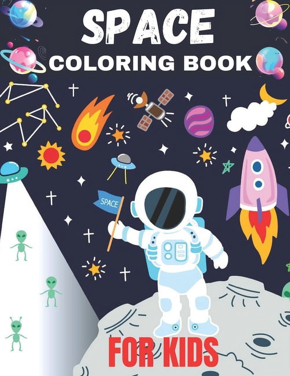 Space Coloring Book For Kids: Atoms, Magnets, Planets, Organisms ...