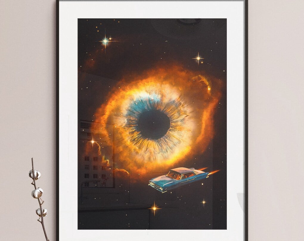 The Space Commuter Retro Futurism Space Decor Vintage Collage Art Retro ...