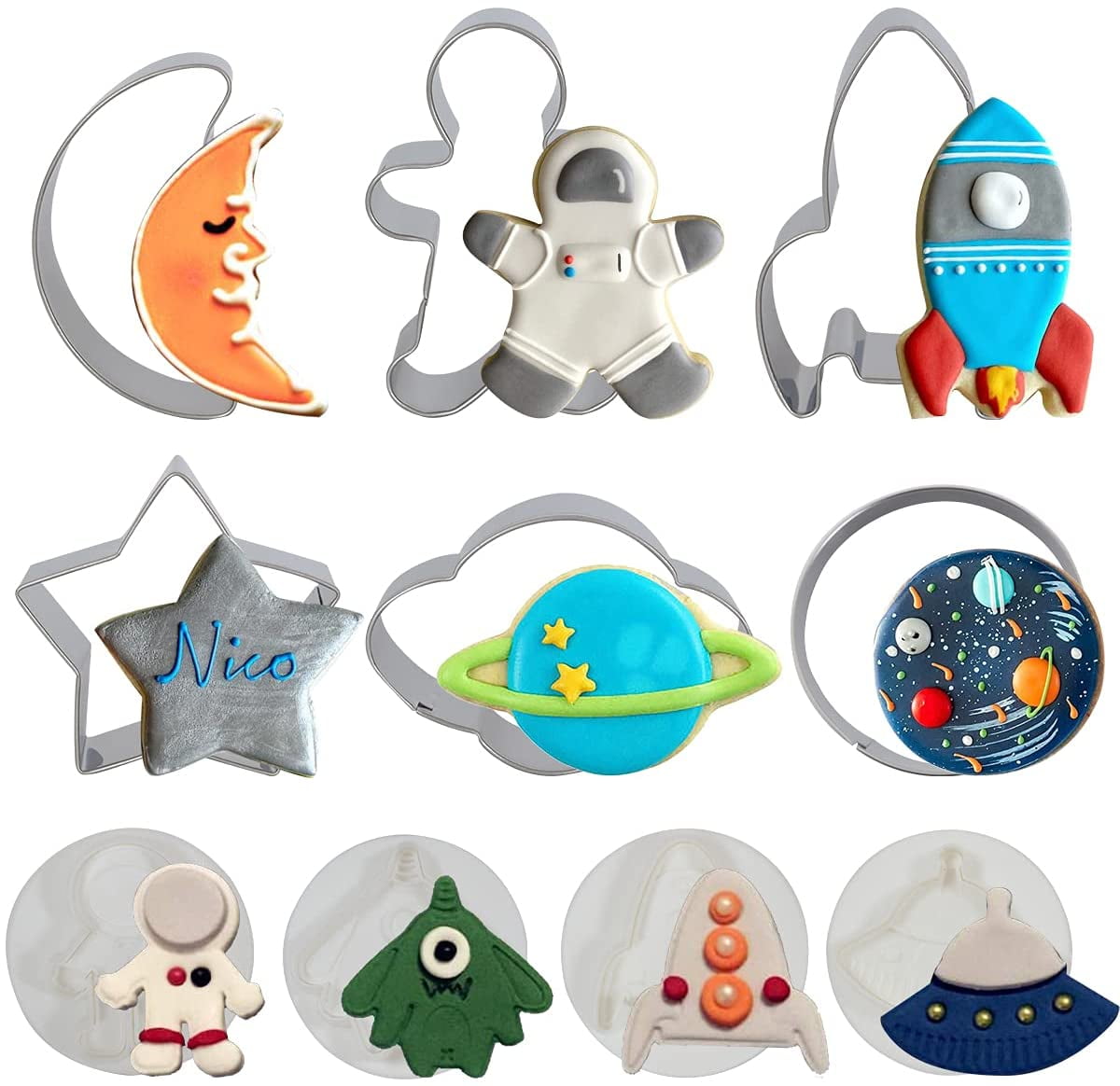 Space Cookie Cutters, Outer Space Fondant Stamper Set, Spaceship ...
