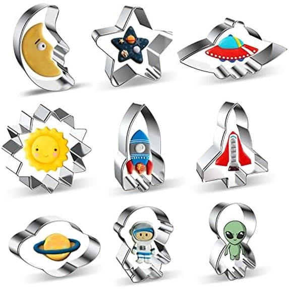 Space Cookie Cutters Shapes Set 9-Piece Crescent Moon, Star, Spaceship ...