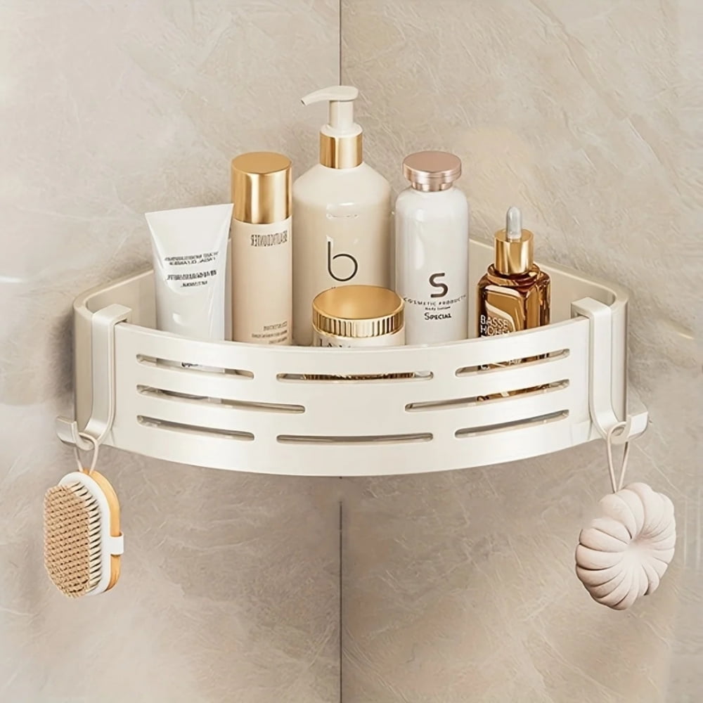 Space Corner Shower Shelf No-Drill Wall-Mounted Bathroom Organizer ...