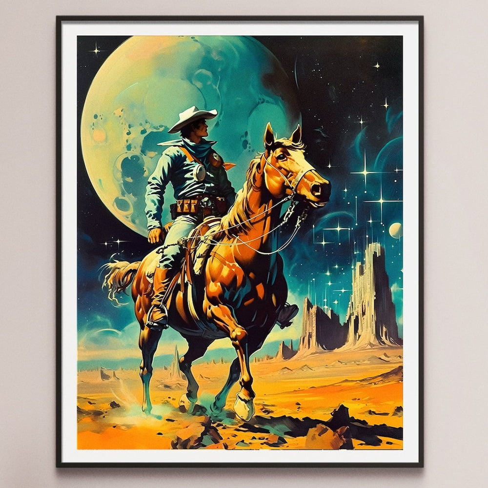 Space Cowboy, Digital Download, Retro Futurism, Vintage Cowboy, Scifi ...