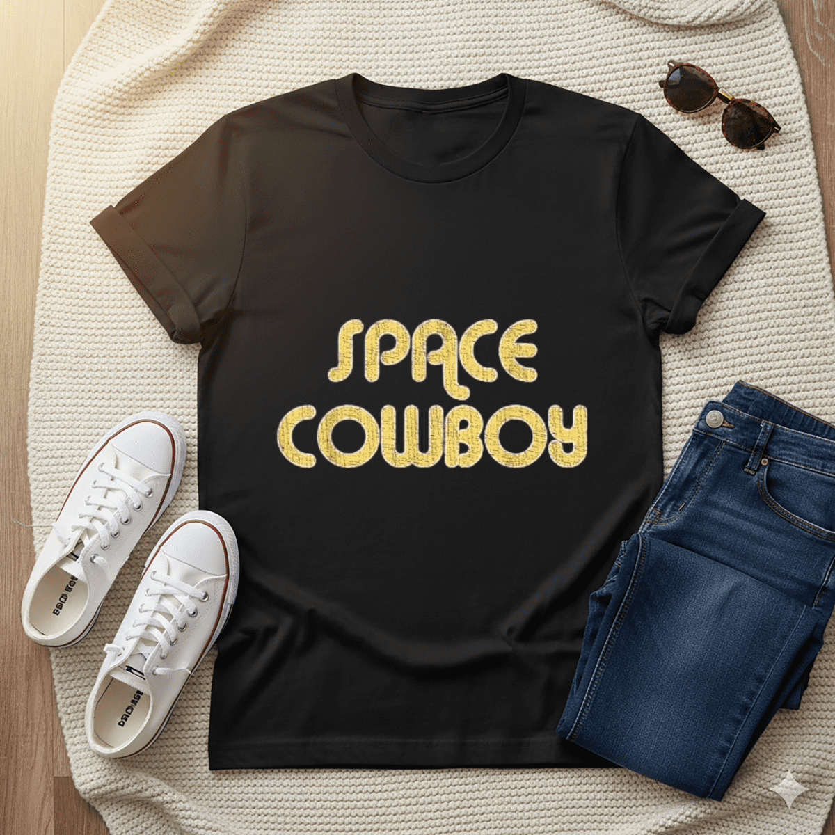 Space Cowboy Vintage Retro Distressed Sci-Fi Western Unisex T-Shirt, up ...