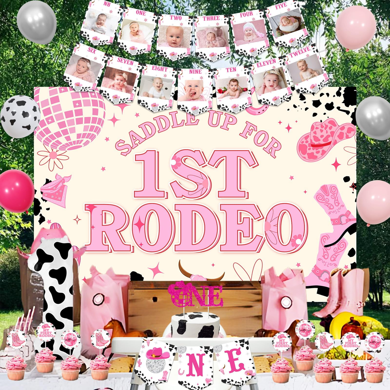 Space Cowgirl 1st AJH3 Birthday Decorations Pink For Girls, for First ...