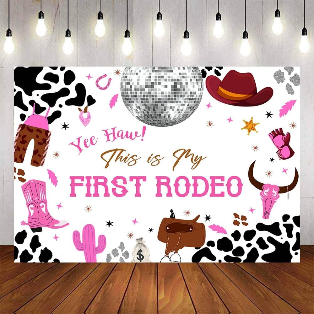 Space Cowgirl Birthday Party Backdrop Pink Disco Cowgirl Party Birthday ...