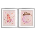 Space Cowgirl Rocket Ship 2 Piece Gray Framed Print Under Glass Set ...