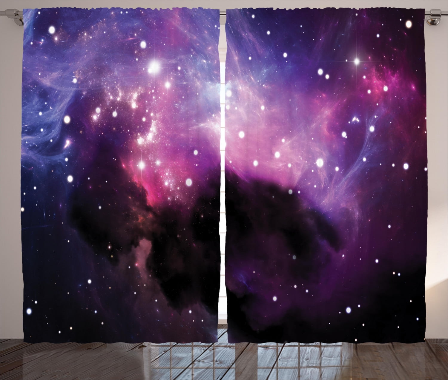 Ambesonne Space Curtains 2 Panel Set, Nebula Cosmos Image, 108" x 90", Purple Blue - Walmart.com