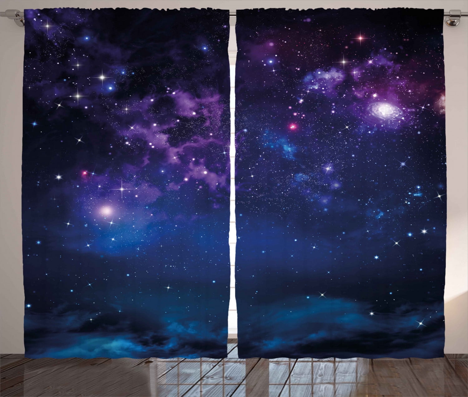 Ambesonne Space Curtains 2 Panel Set, Milky Way Themed Stars, 108" x 90 ...