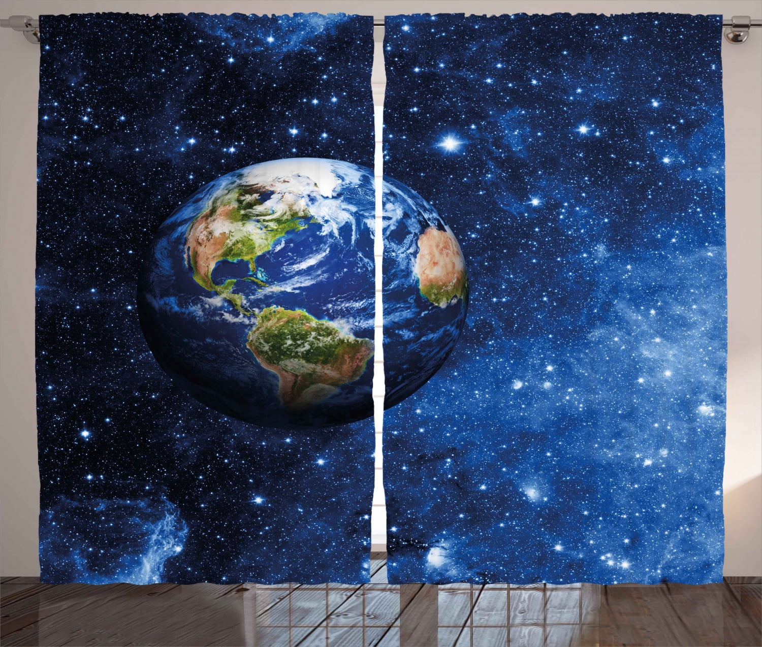 Ambesonne Space Curtains 2 Panel Set, Planet Earth Solar System, 108" x ...