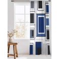 Space Design Sense Sheer Curtains 108 Inch Long 1 Panel Grey Blue Line ...