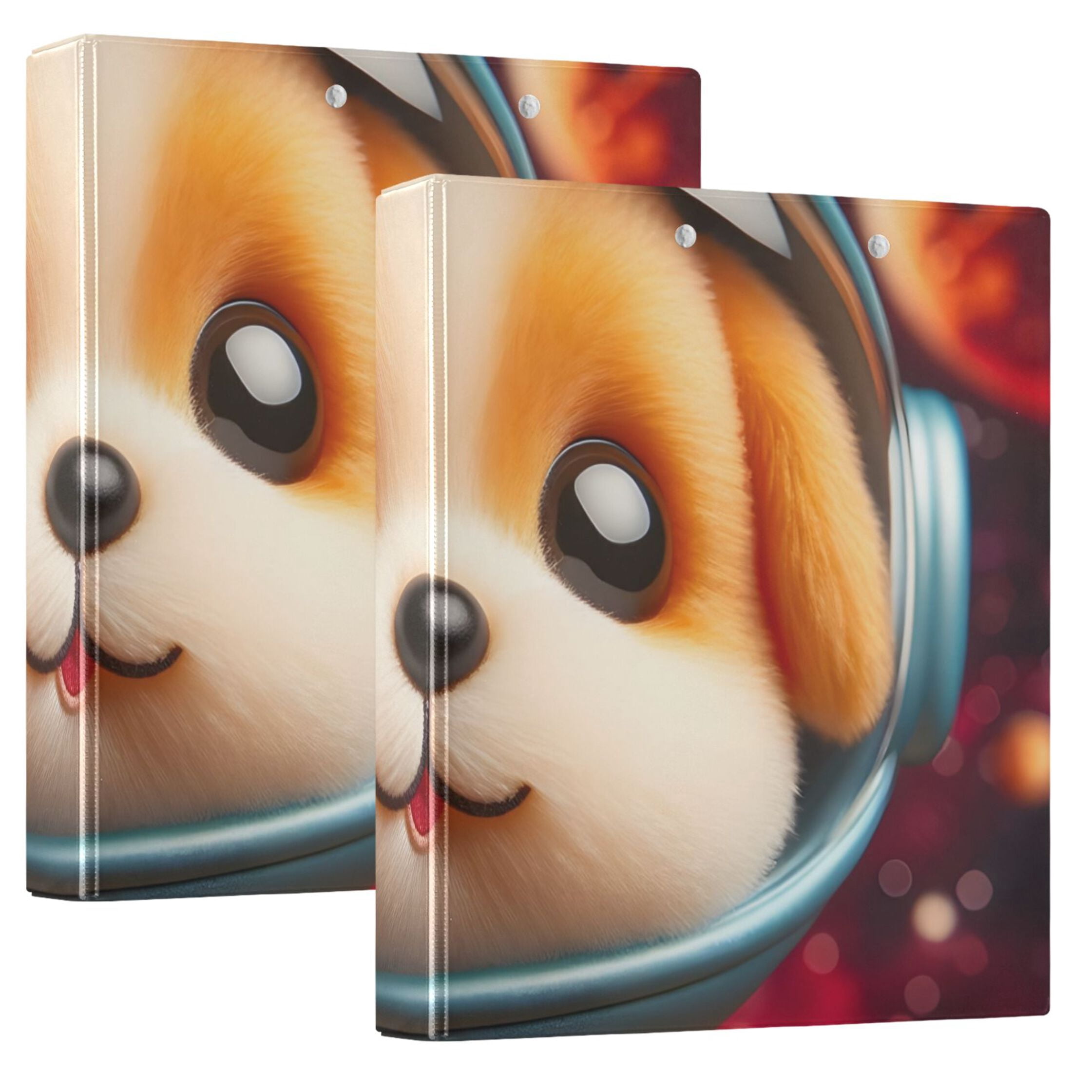 Space Dog 3 Ring Binders 1.5 inch Hardcover File Folders with Interior ...