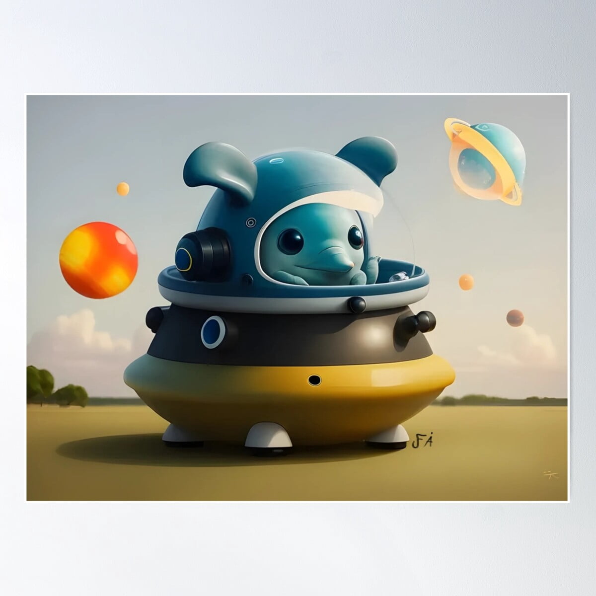 Space Dolphin Poster Wall Art, Modern Wall Decor For Living Room ...