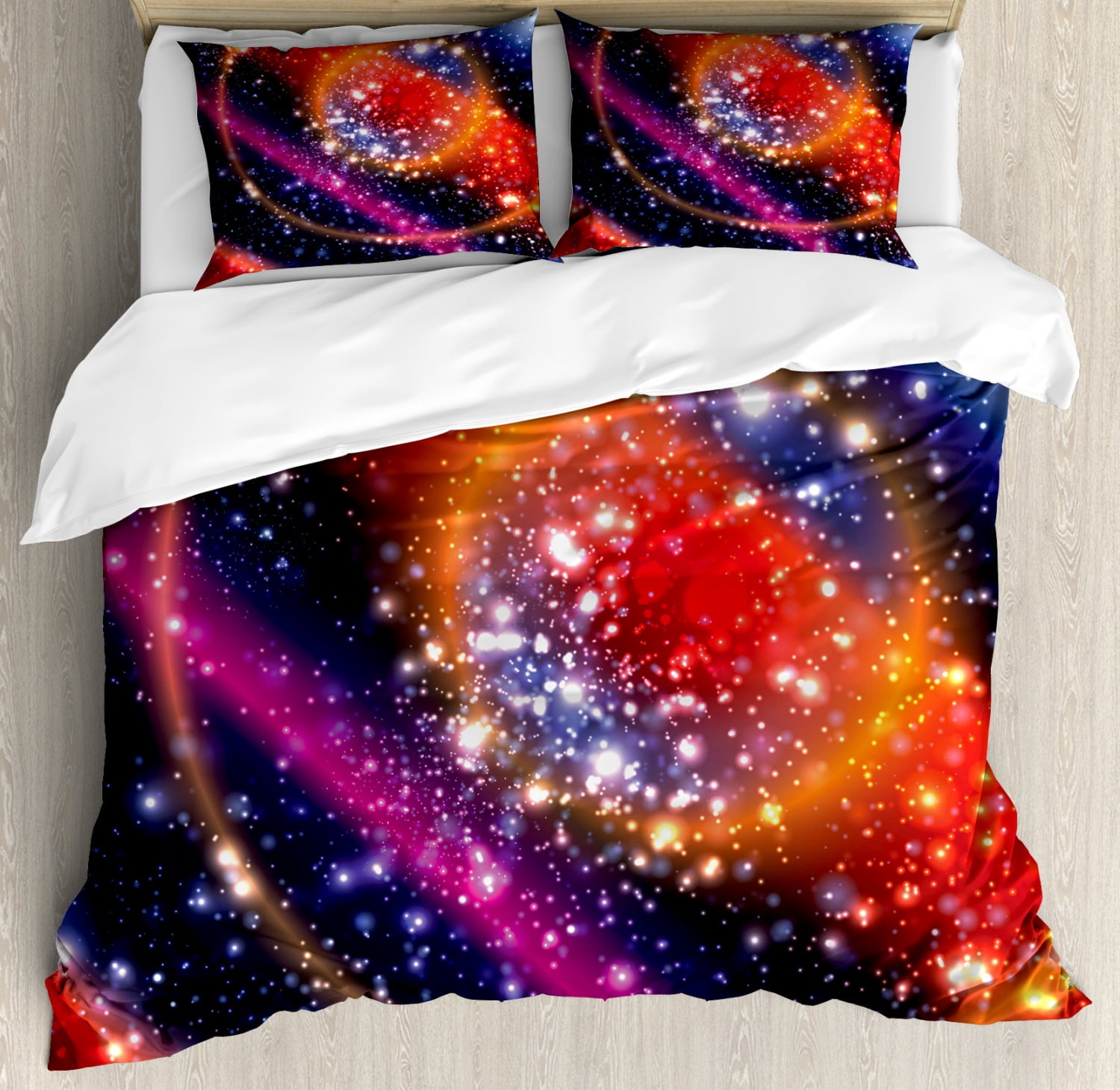 Space Duvet Cover Set, Apocalyptic Cosmos Design Circular Striped ...