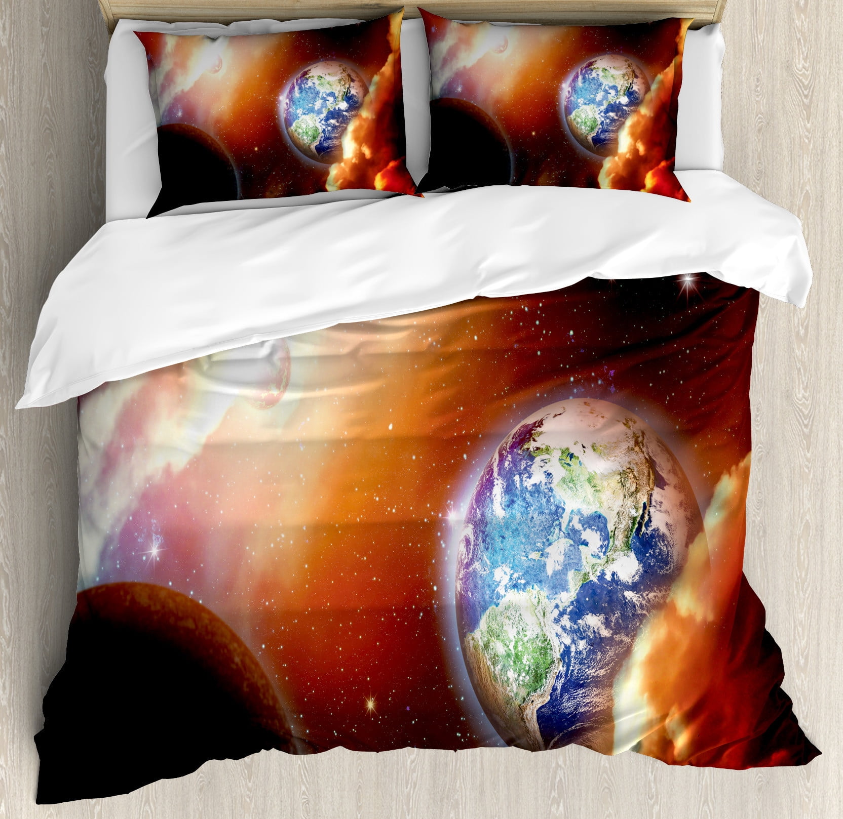 Space Duvet Cover Set, Dust Cloud Nebula Stars in Solar System Scene ...