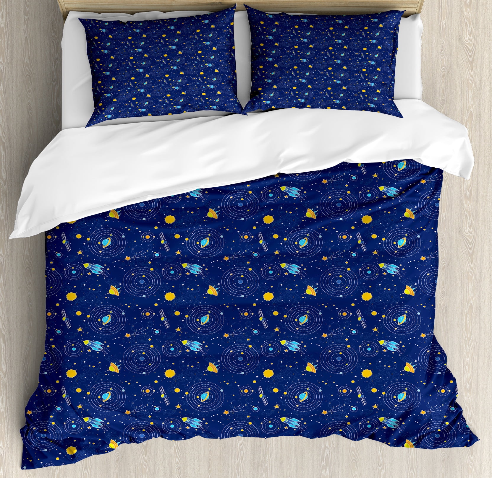 Space Duvet Cover Set, Galaxy Shooting Stars Planets Spaceship Comet ...