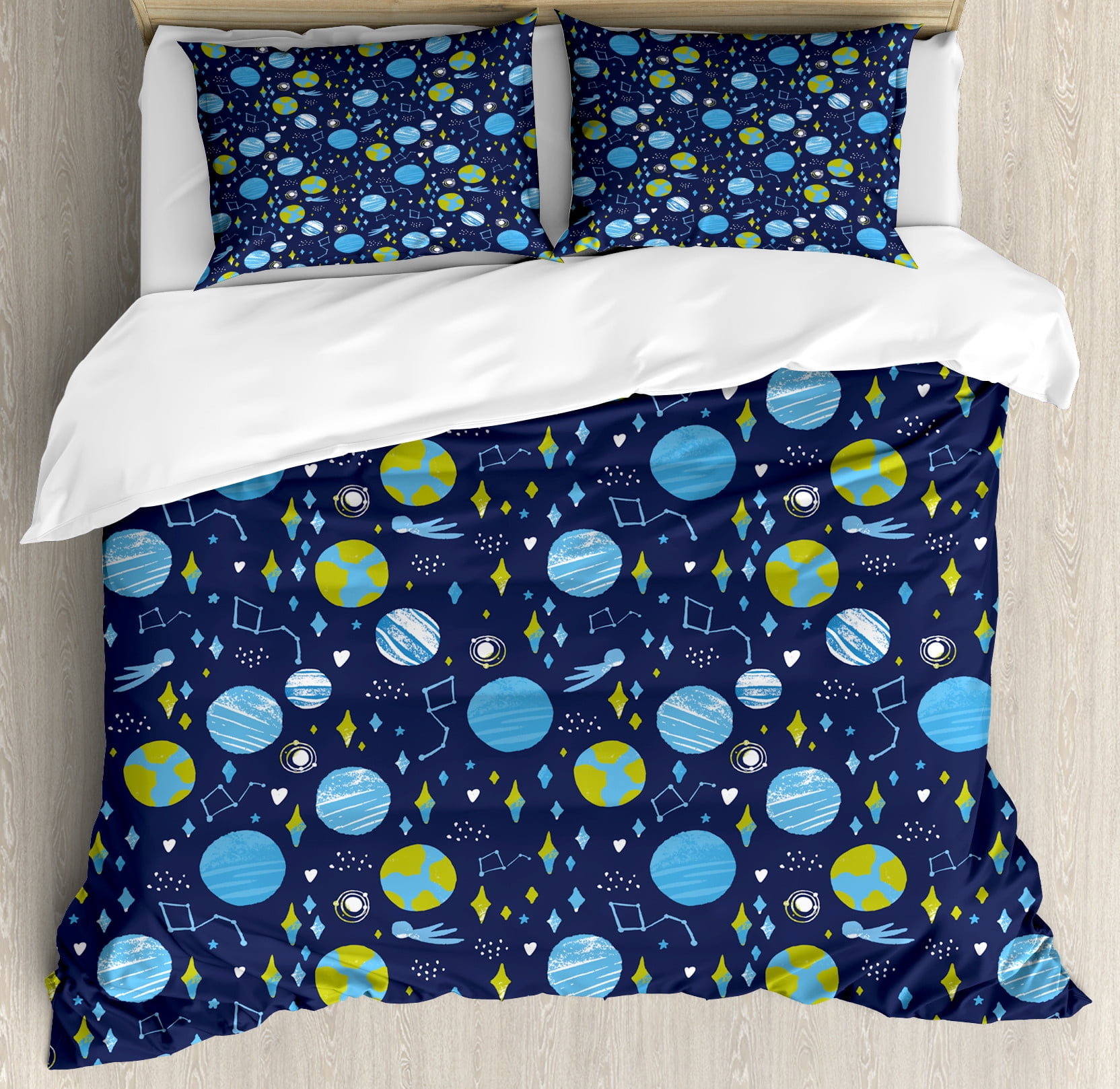 Space Duvet Cover Set, Hand Drawn Constellation Kites Flying Elements ...