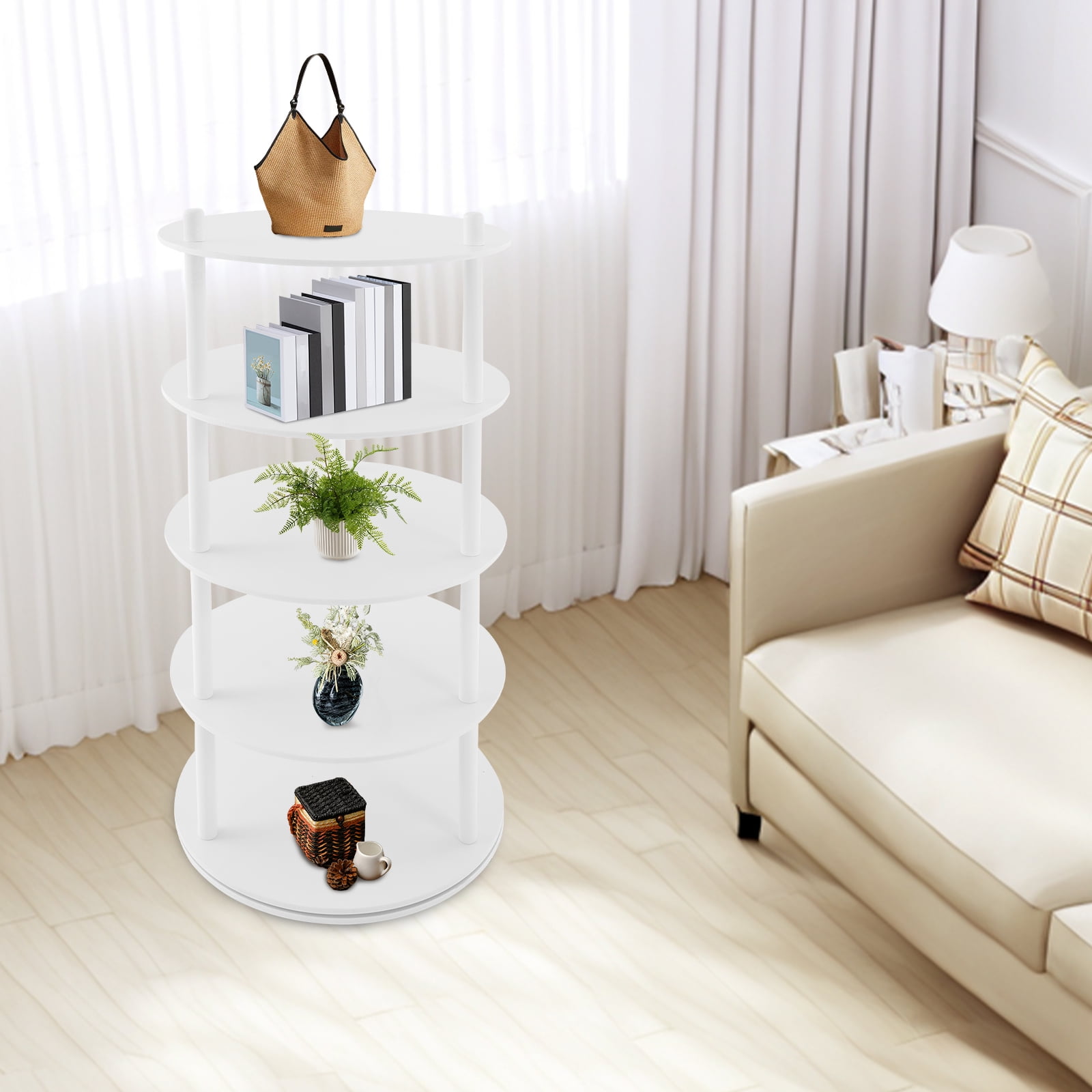 Space-Efficient 4-Tier Shoe Carousel, 42.91in Height PVC Board, 360 ...
