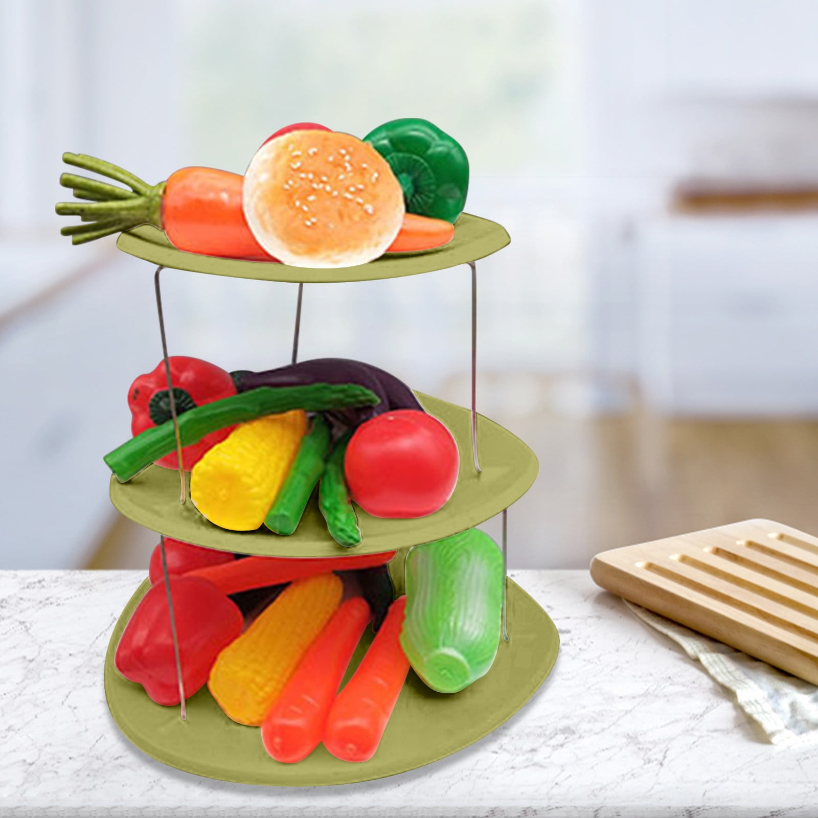 Space Efficient Cake Stand 3 Tier Folding Snack Rack For Easy Storage ...