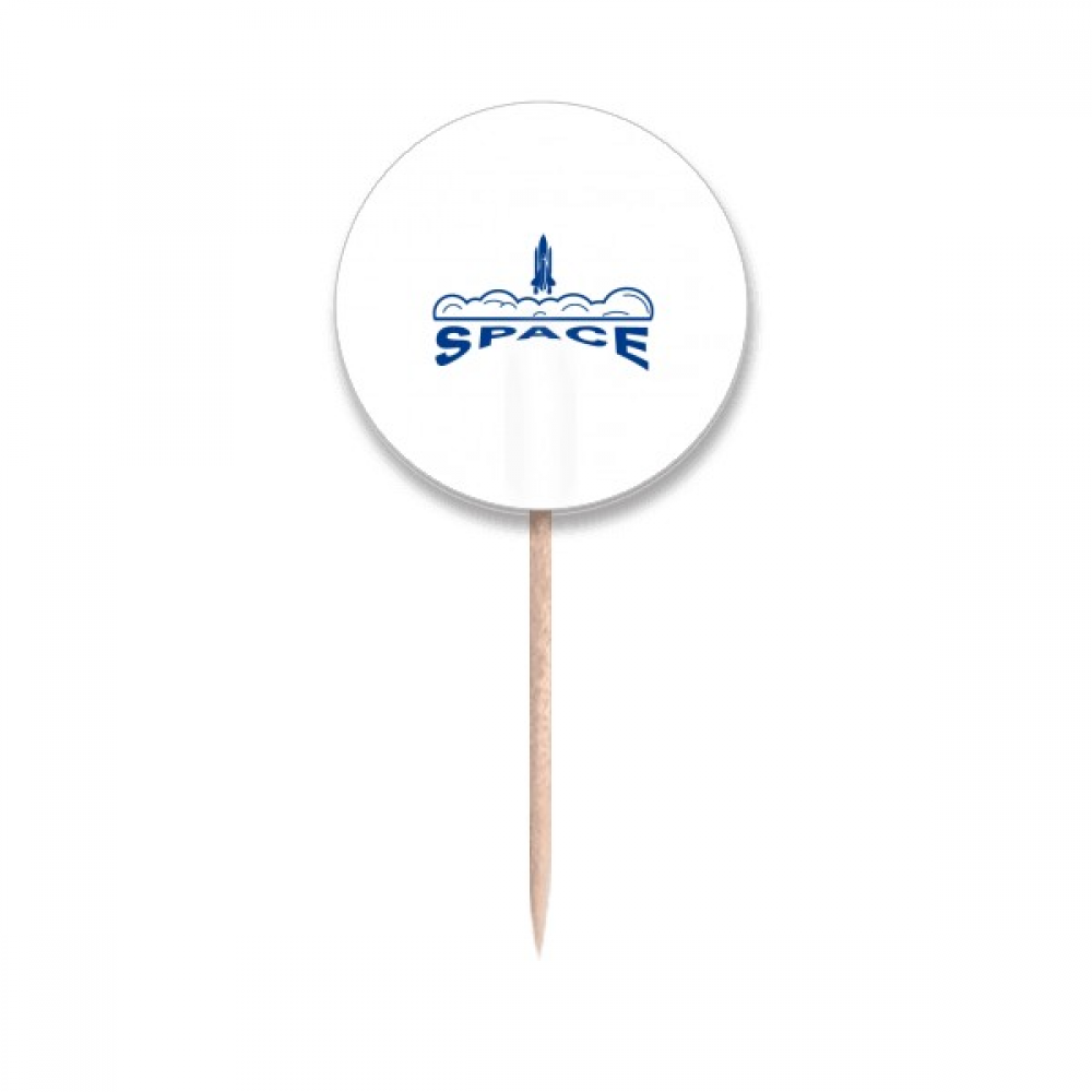 Space Exploration Launches Vehicle Toothpick Flags Round Labels Party ...