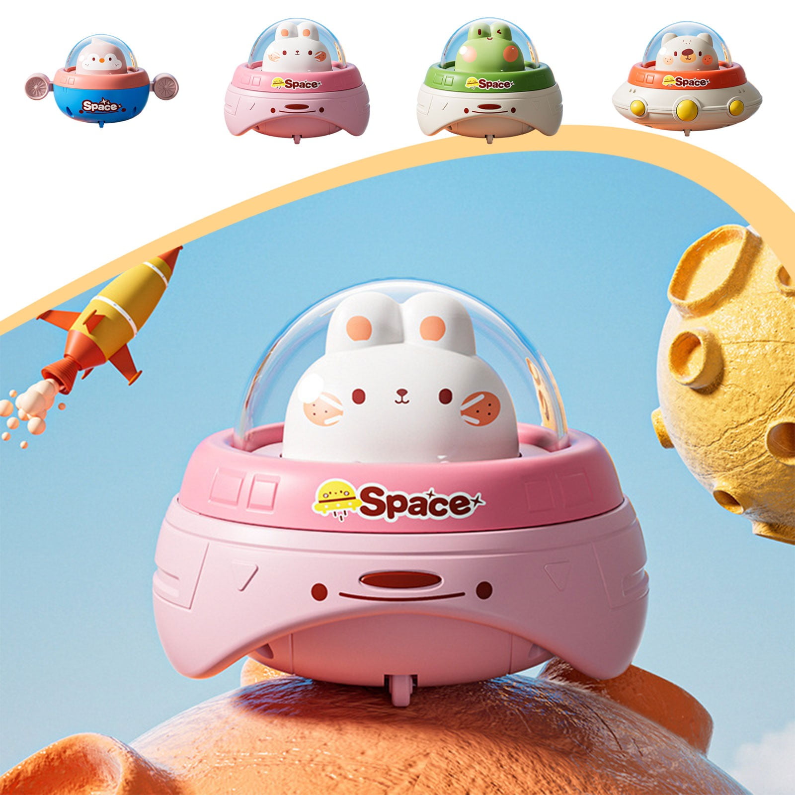 Space Exploration Press Car Toy | Inertia Rebounce Space-Themed Push ...
