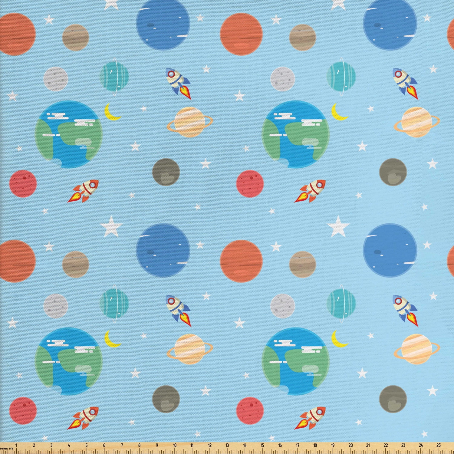 Ambesonne Space Fabric by the Yard Upholstery, Colorful Galactic ...