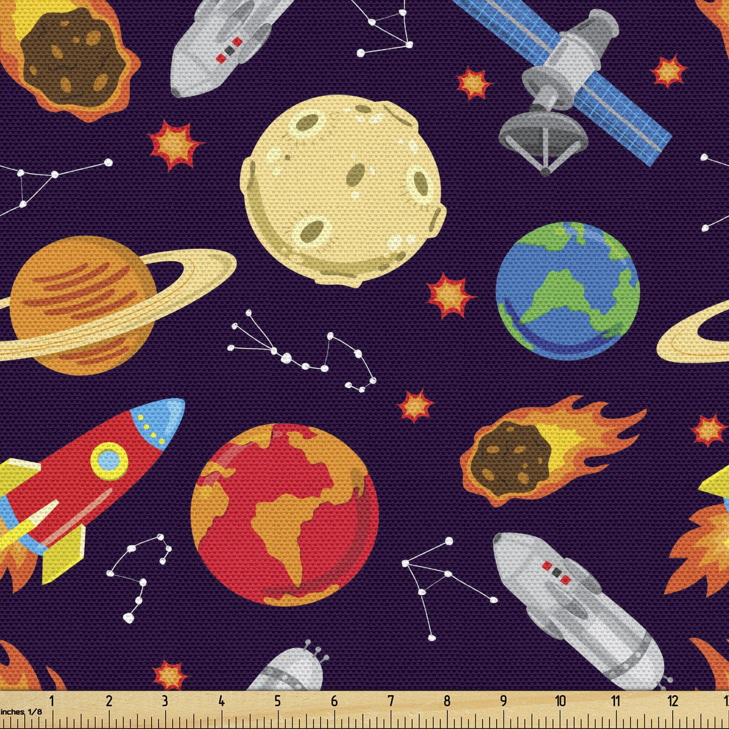 Ambesonne Space Fabric by the Yard Upholstery, Universe Theme Earth, 1 ...