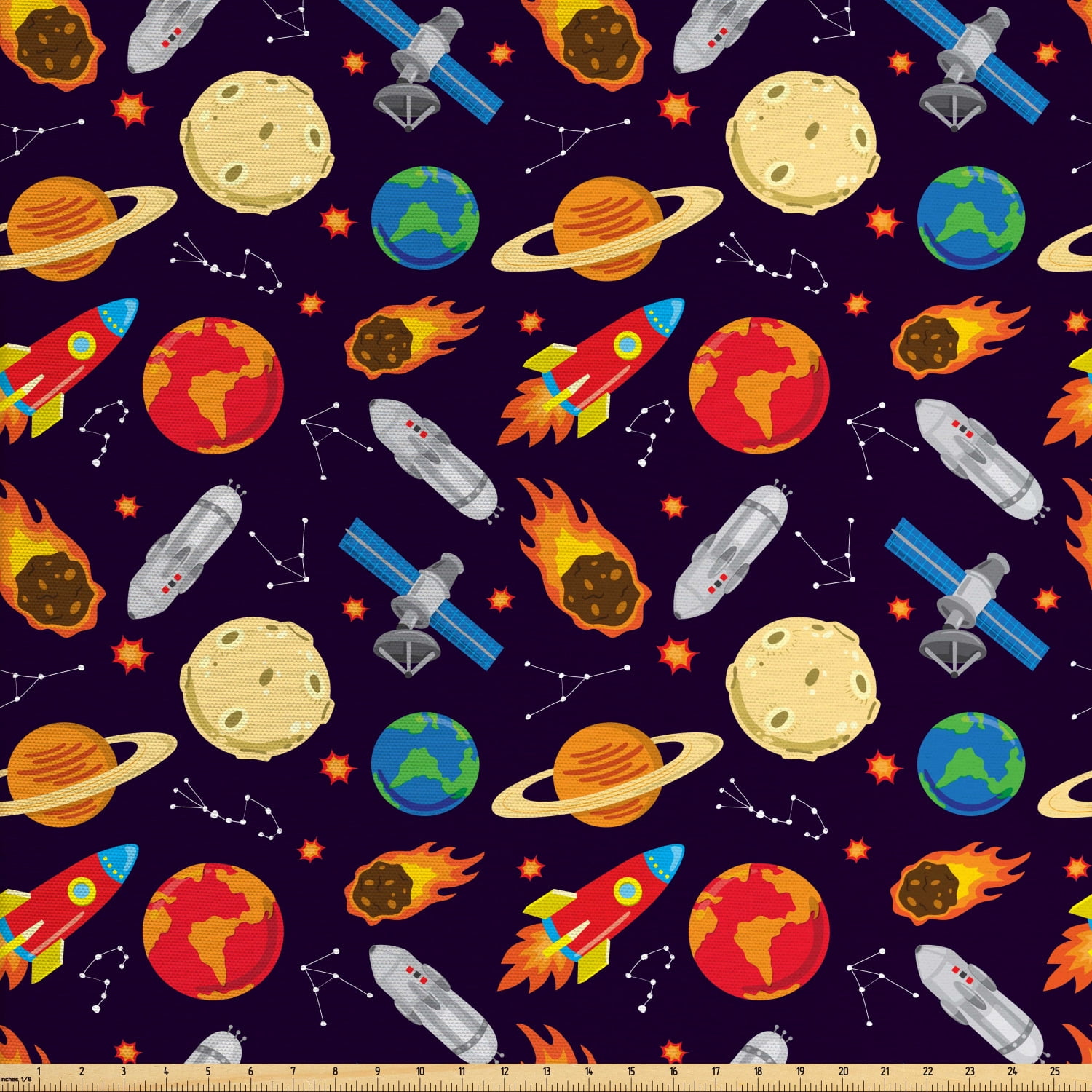 Ambesonne Space Fabric by the Yard Upholstery, Universe Theme Earth, 10 ...