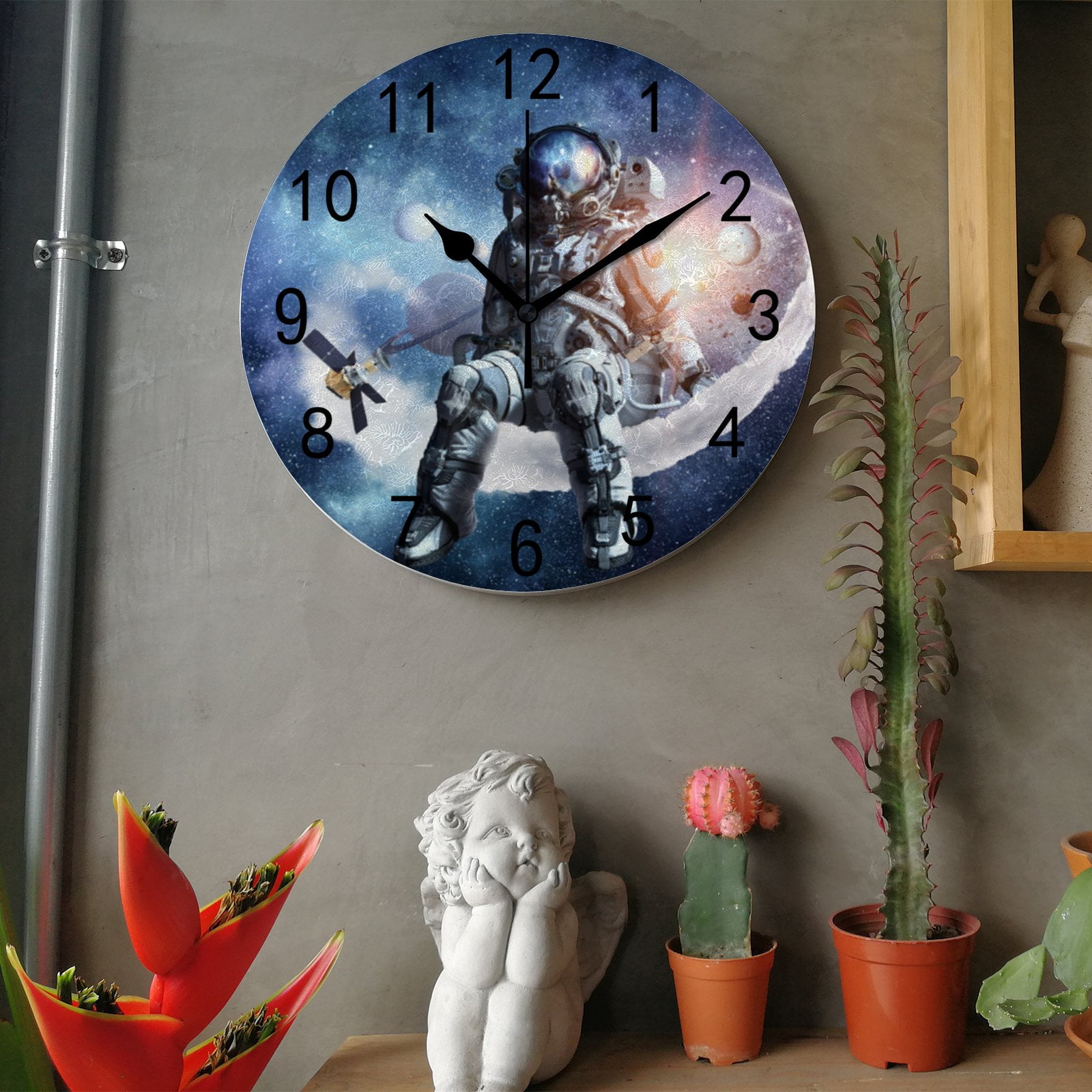Space Fantasy Round Wall Clock 10 Inch, Silent Non Ticking Wall Clocks ...