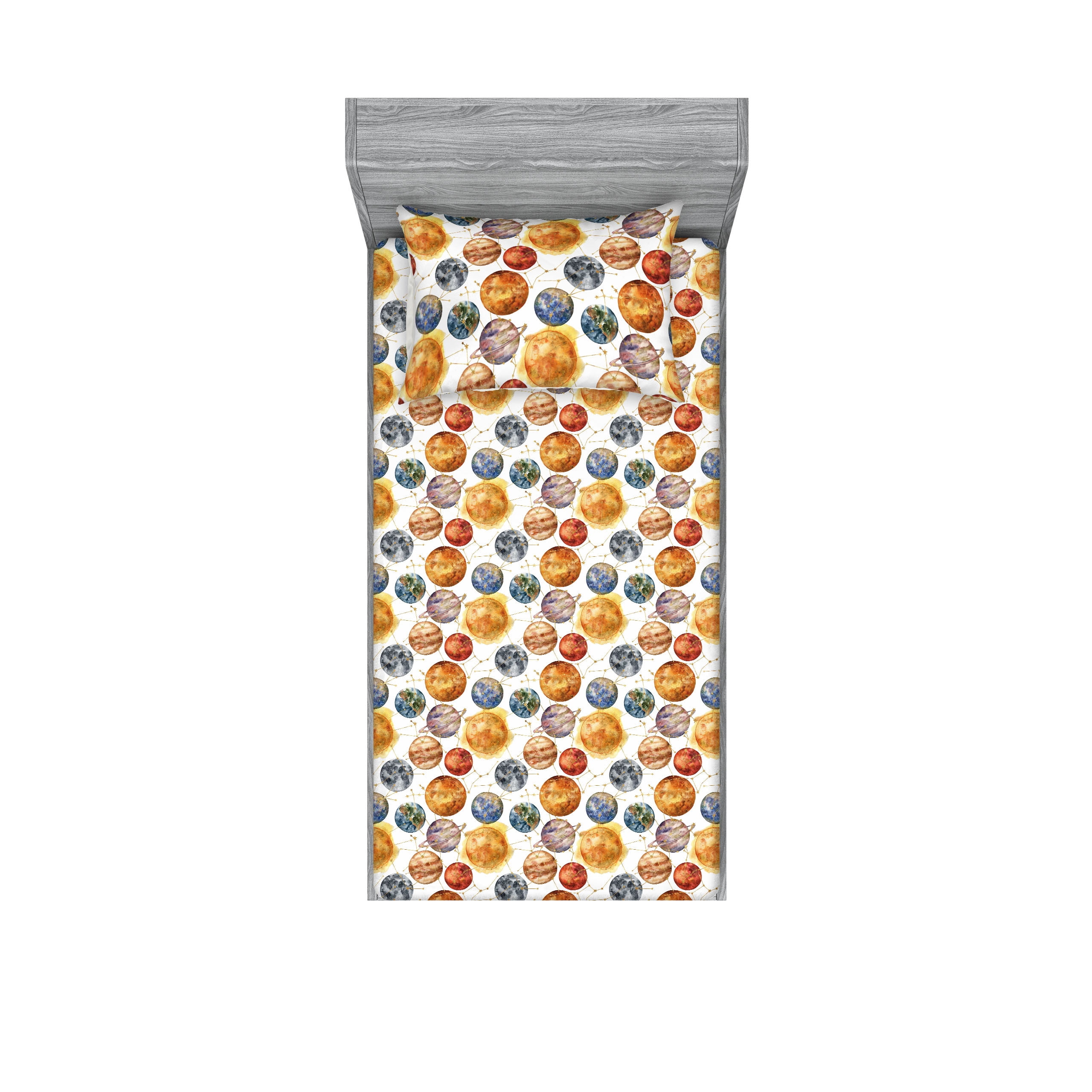 Space Fitted Sheet & Pillow Sham Set, Galaxy Milky Way Stars and ...