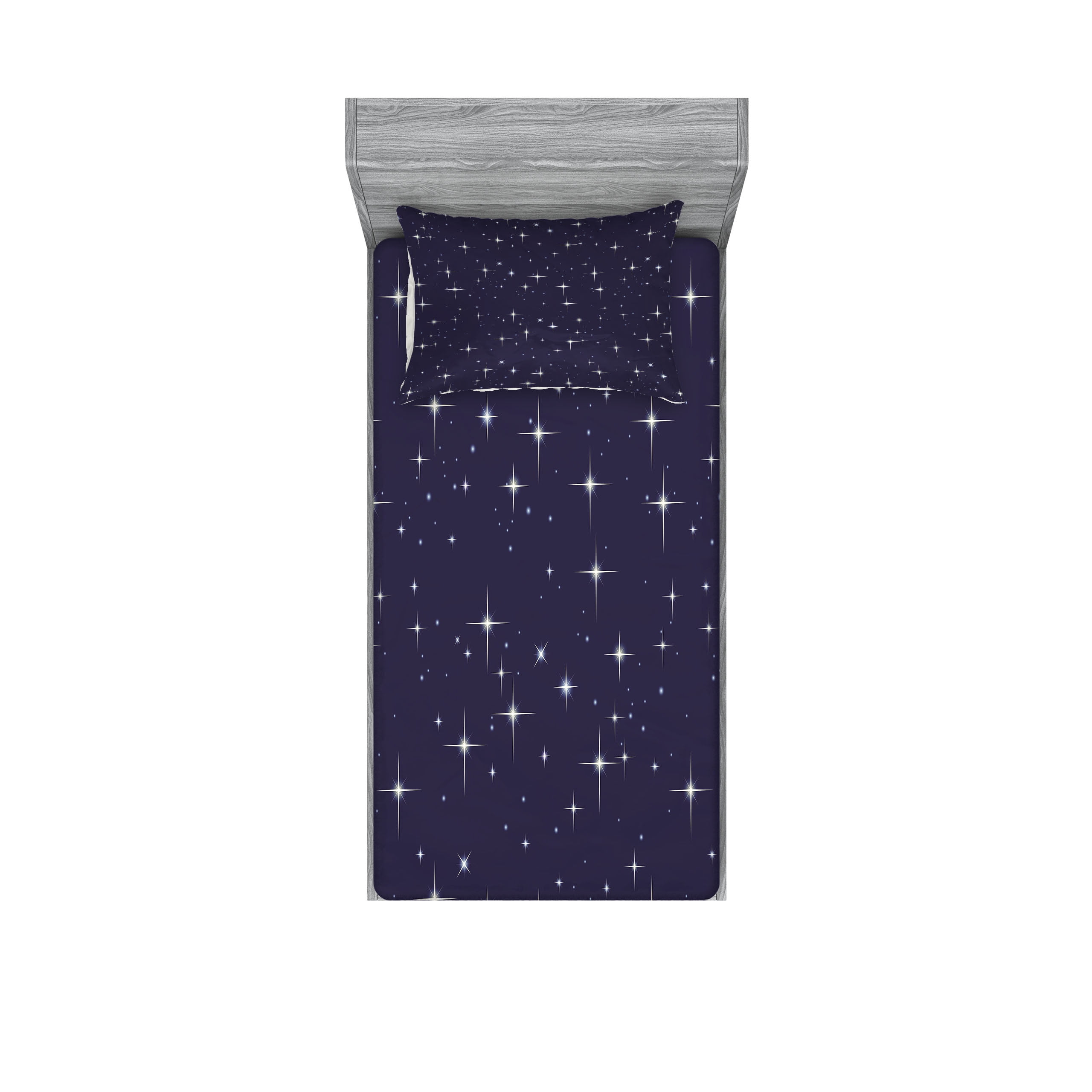 Space Fitted Sheet & Pillow Sham Set, Night Sky Stars Romantic Cosmos ...