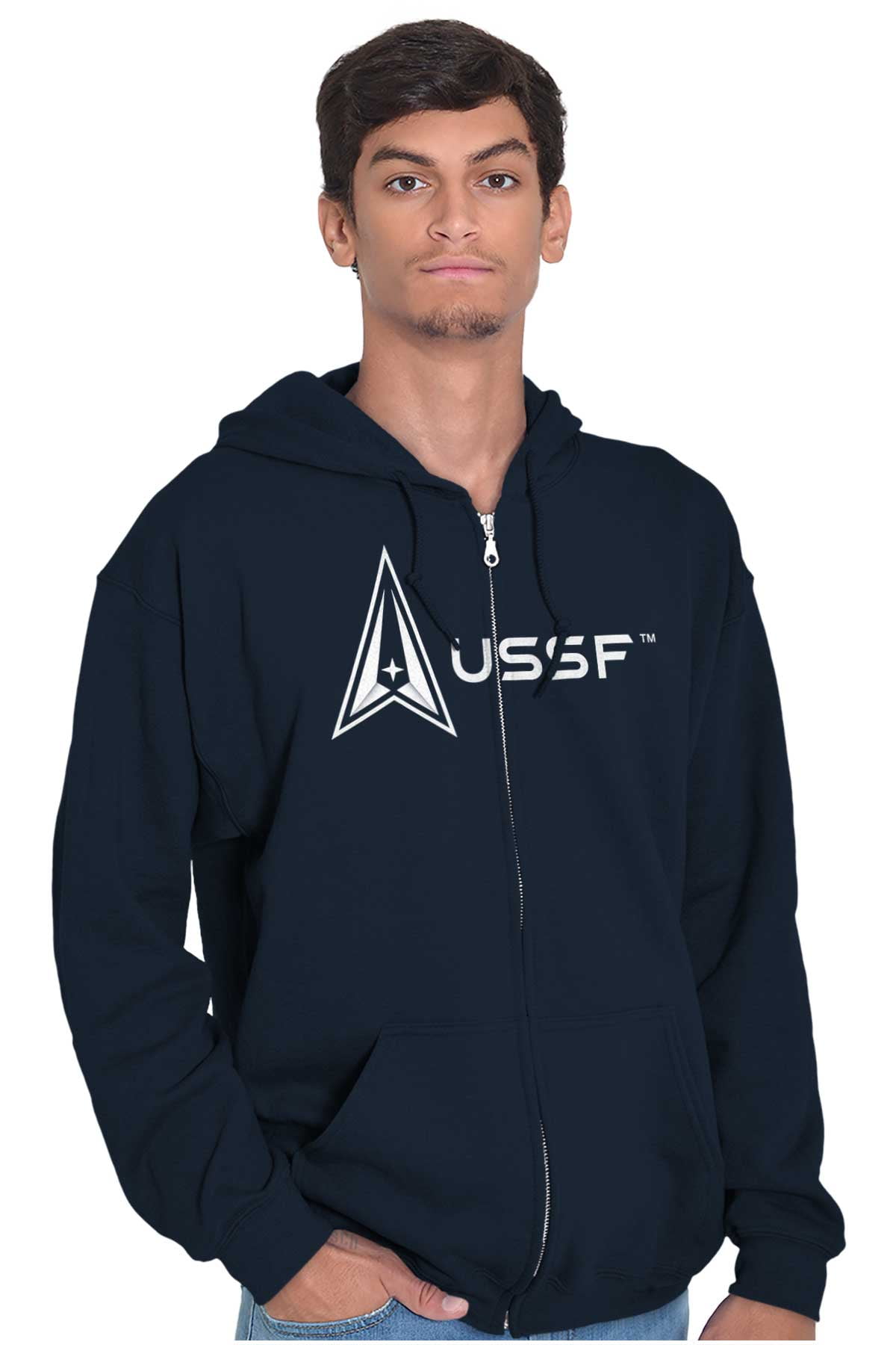 Space Force Logo US Military USSF Unisex Plus Size Zip Hoodie Brisco ...