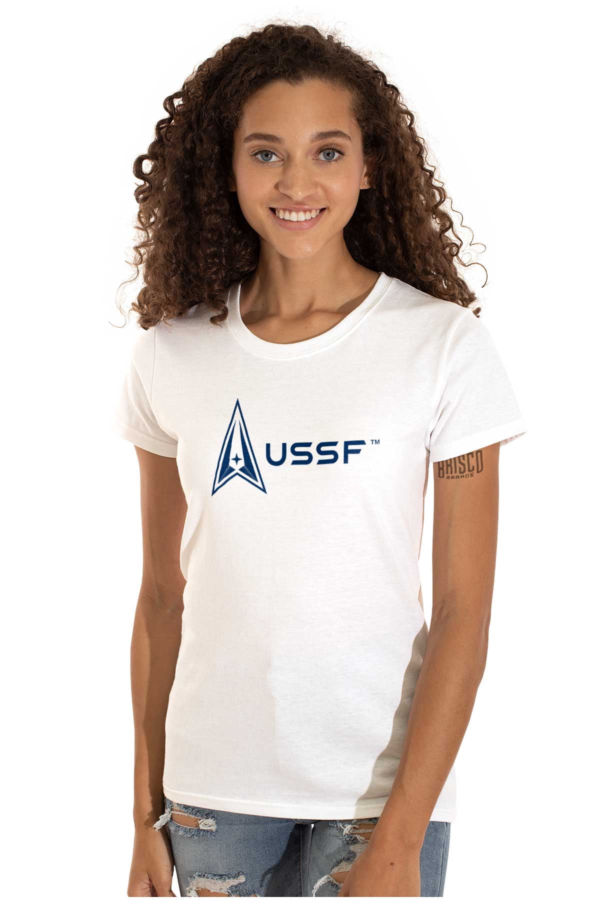 Space Force Logo US Military USSF Women's T Shirt Ladies Tee Brisco ...