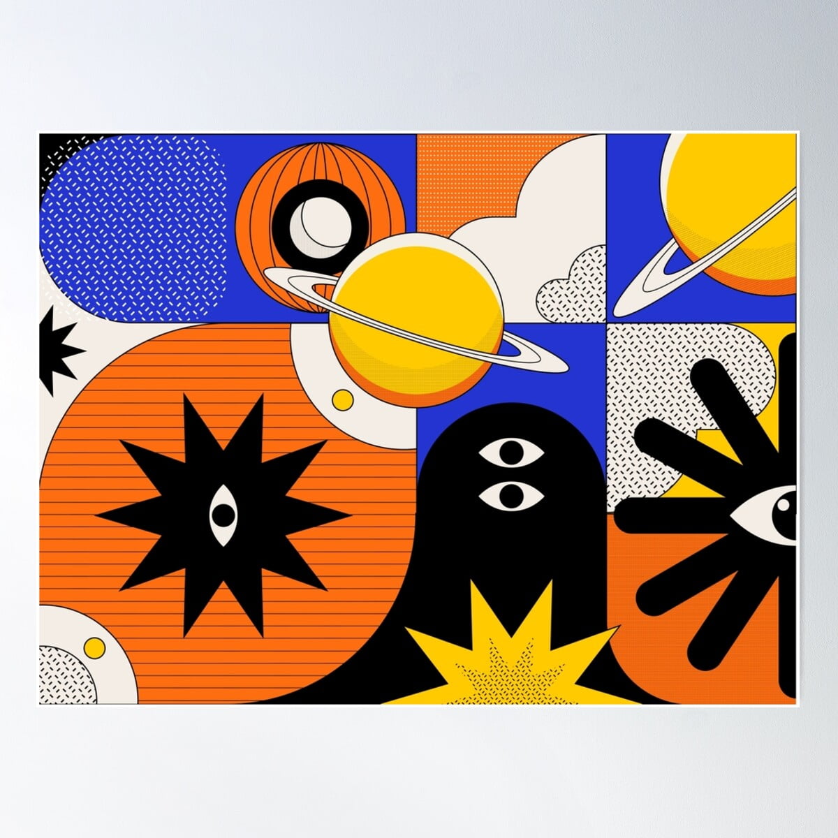 Space Funky Shapes Poster Wall Art, Modern Wall Decor For Living Room ...