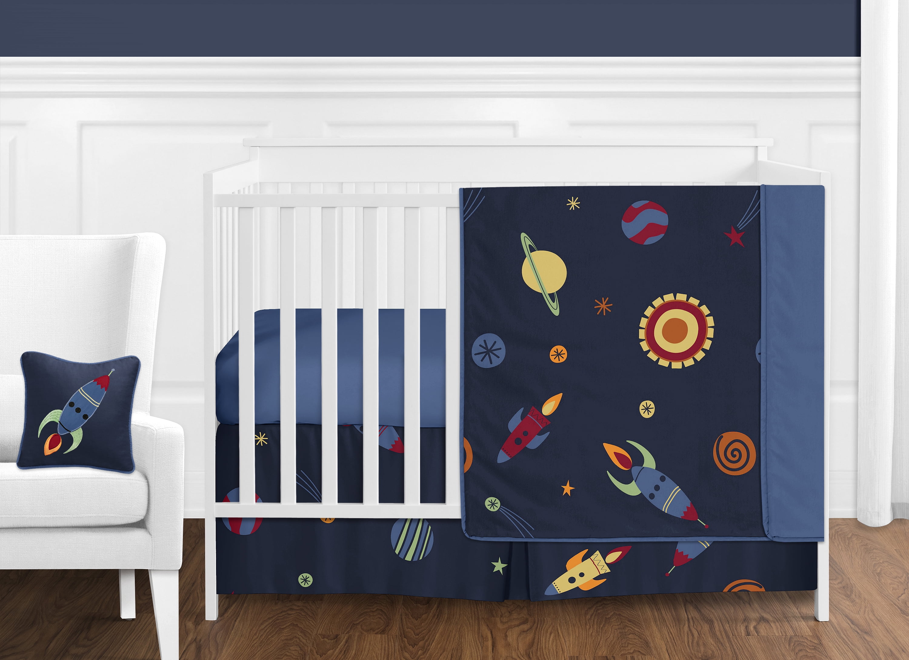 Space Galaxy 11 Piece Crib Bedding Collection with Rocket and Planet ...