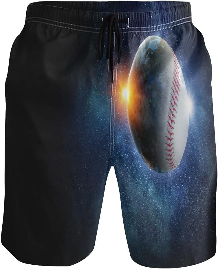 Space Galaxy Baseball Sport Men's Swim Trunks Long Swimsuit Board ...