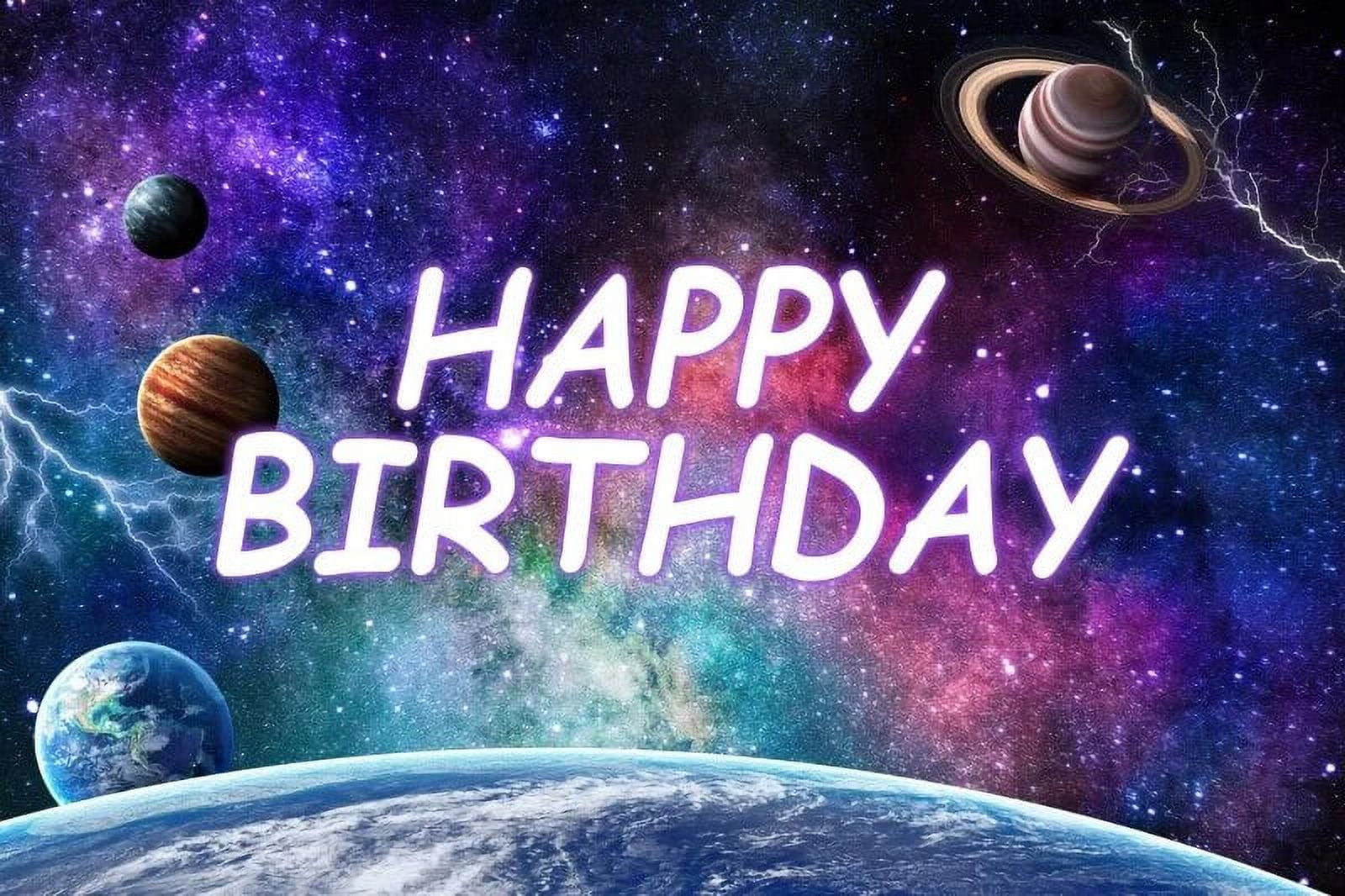 Space Galaxy Birthday Backdrop Starry Universe Nebula Lightning Kids ...