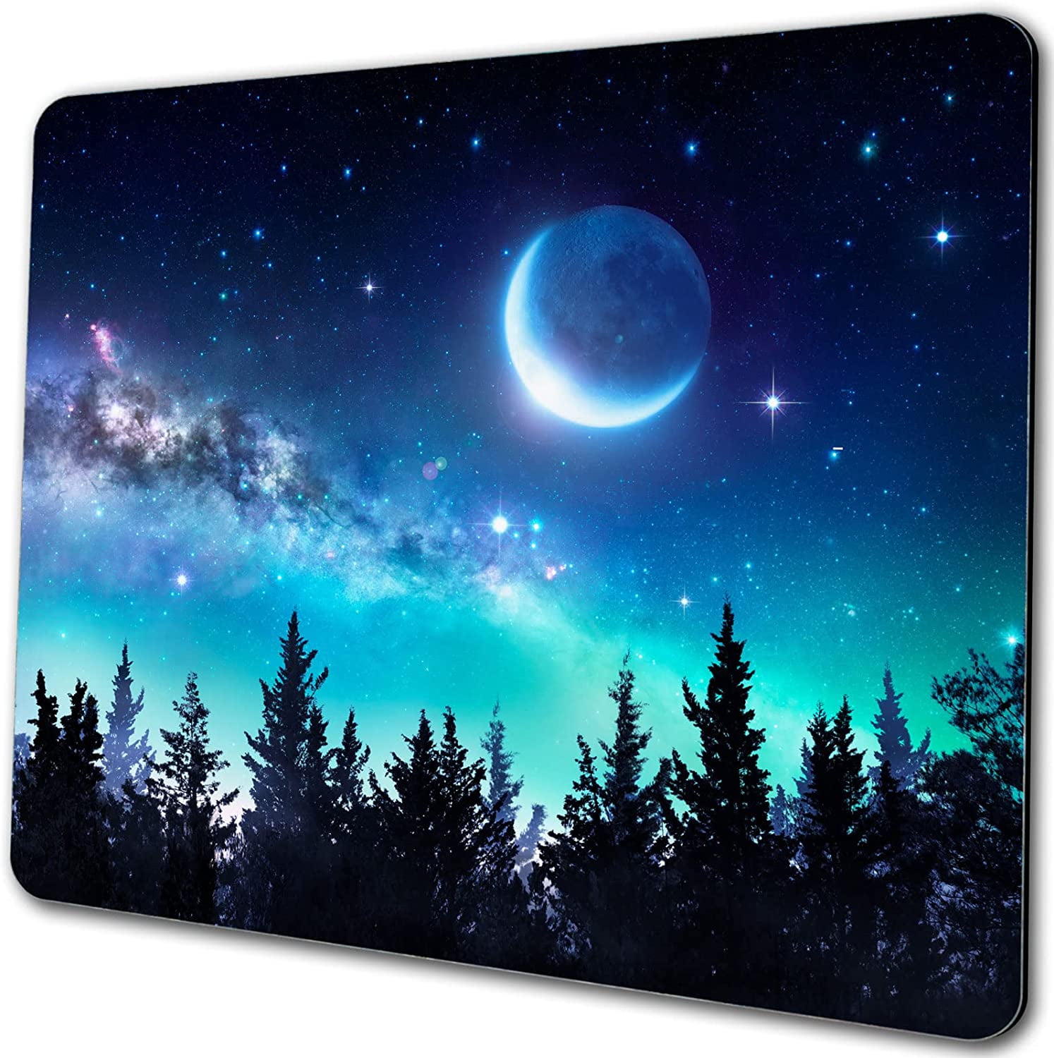 Space Galaxy Mouse Pad Tree Forest Moon Gaming Mousepad Non Slip Rubber ...