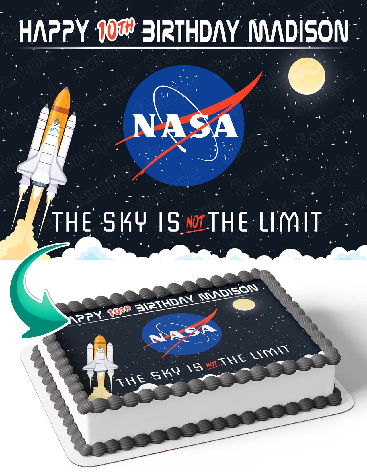 Space Galaxy Nasa Universe Edible Image Cake Topper Personalized ...