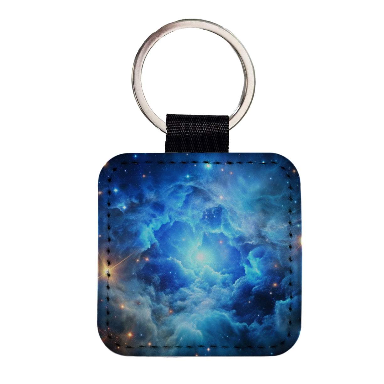 Space Galaxy Nebula Blue Faux Leather Square Keychain - Walmart.com