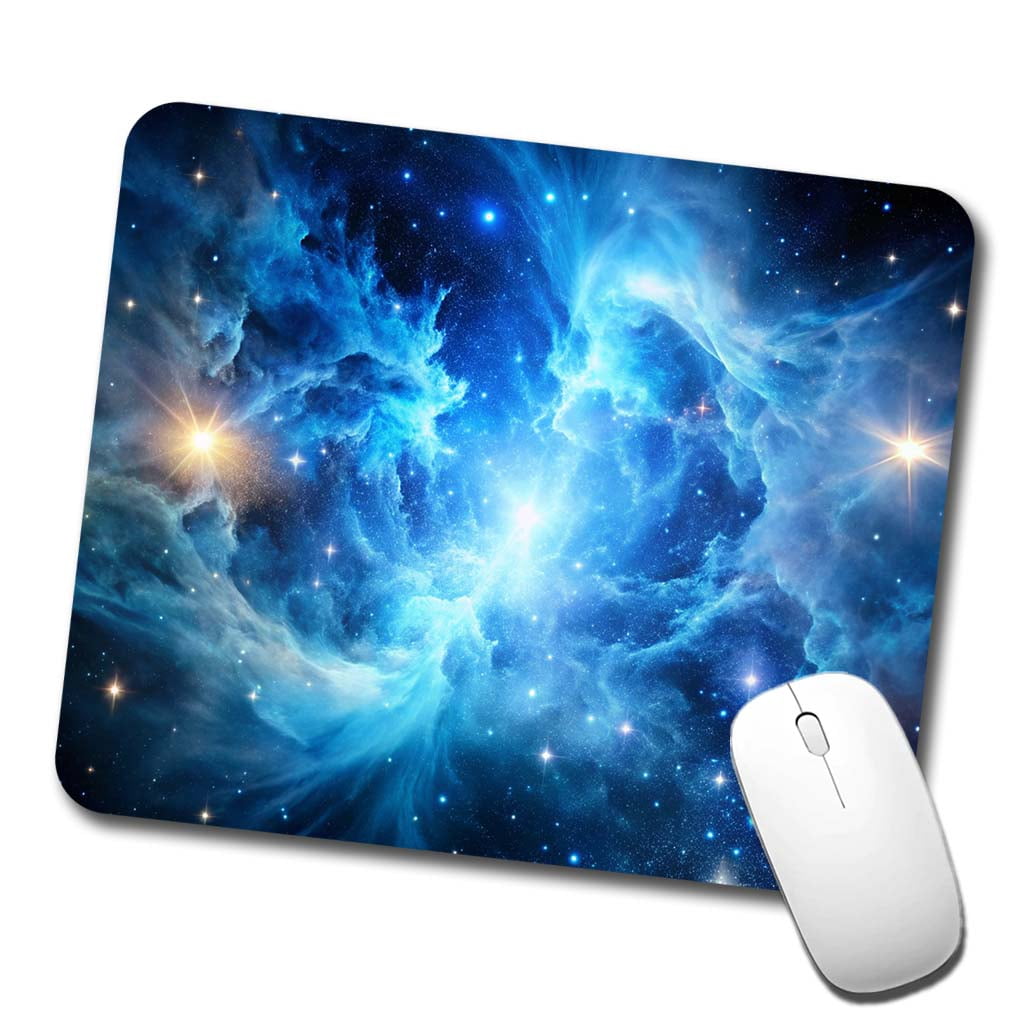 Space Galaxy Nebula Blue White Mouse Pad Low Profile Gaming Mat ...