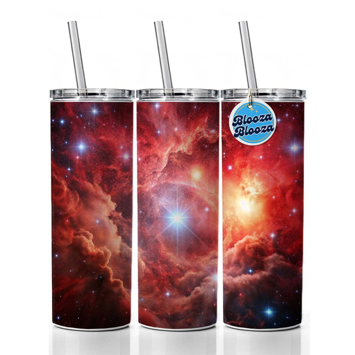 Space Galaxy Nebula Red 20oz Insulated Water Bottle Skinny Tumbler ...