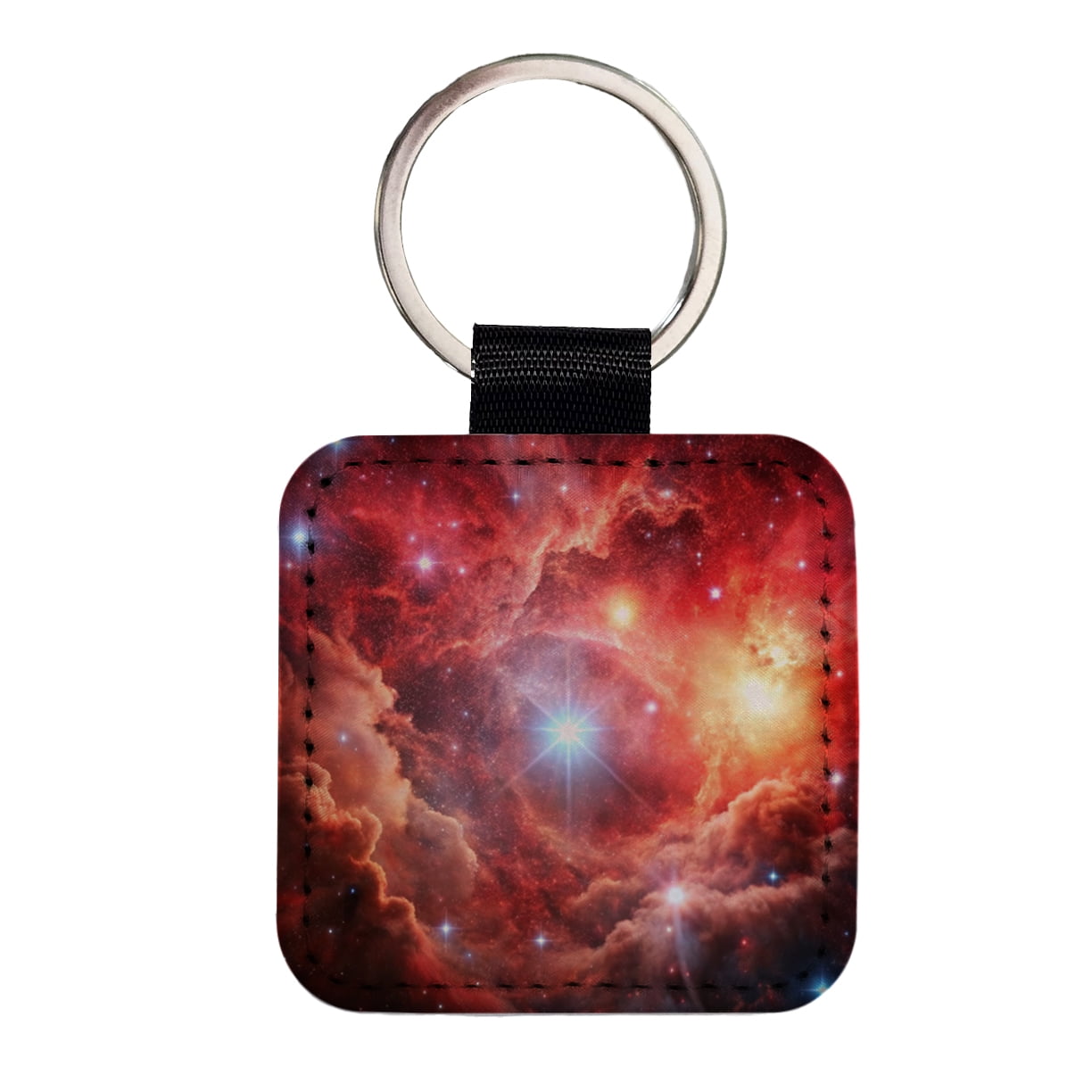 Space Galaxy Nebula Red Faux Leather Square Keychain - Walmart.com