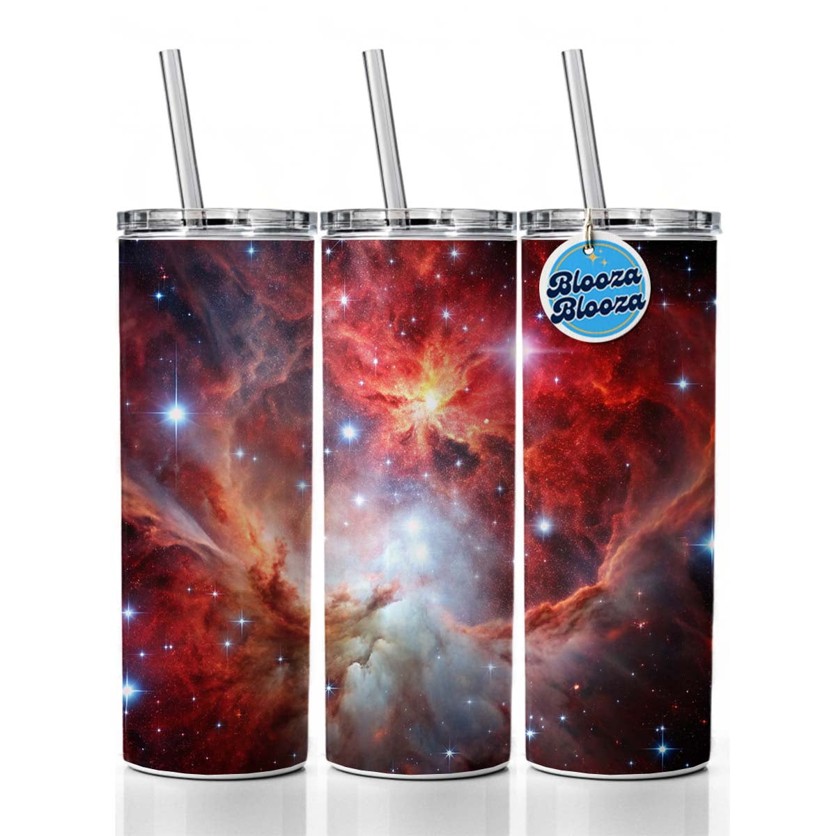 Space Galaxy Nebula Red White 20oz Insulated Water Bottle Skinny ...