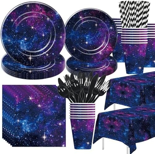 Space Galaxy Party Decorations Tableware, Outer Space Birthday Party ...