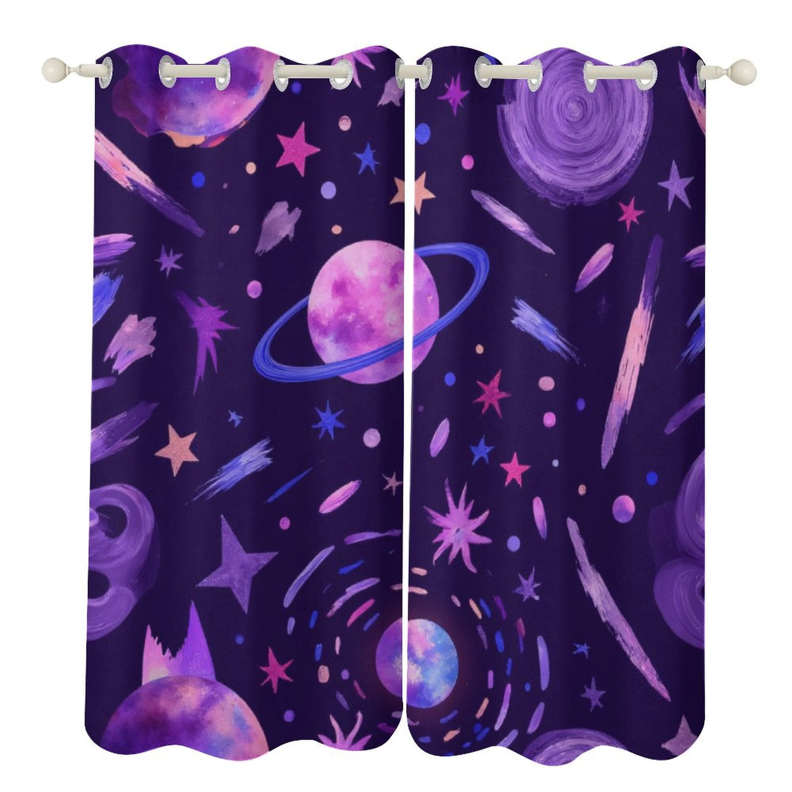 Space Galaxy Pattern Blackout Window Curtains for Bedroom Living Room ...