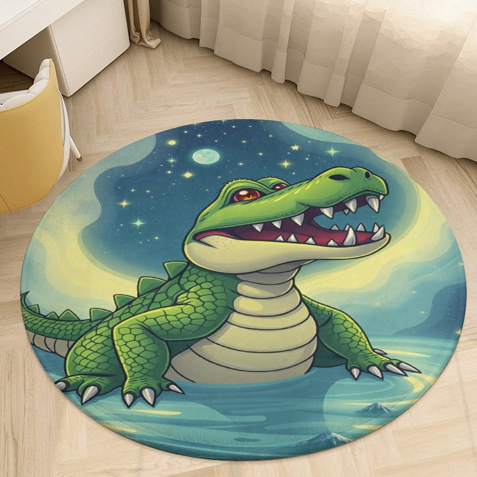 Space Gator Smiles Round Rugs Non-slip Area Rug for Living Room Bedroom ...