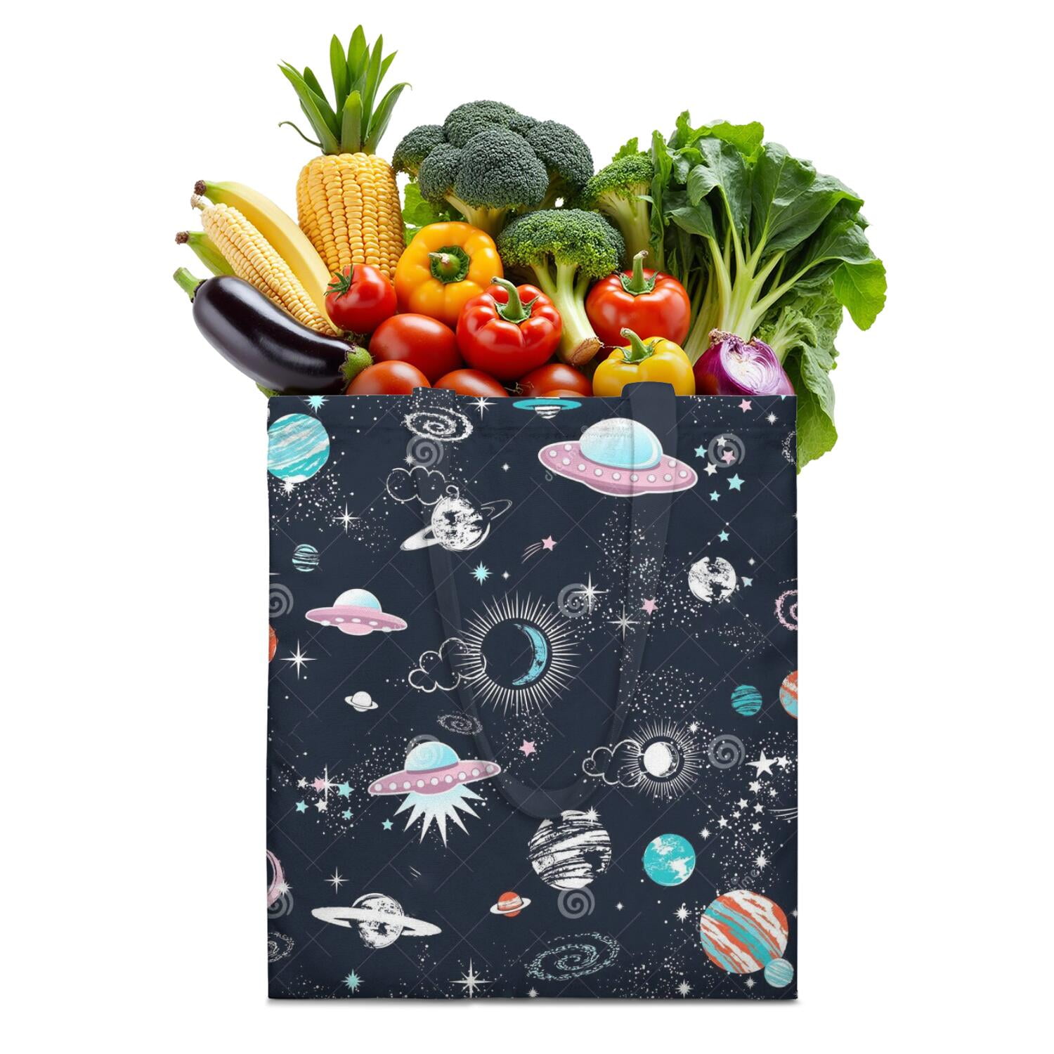 Space Geek Star Print Foldable Tote - Reusable Washable Grocery Bag for ...
