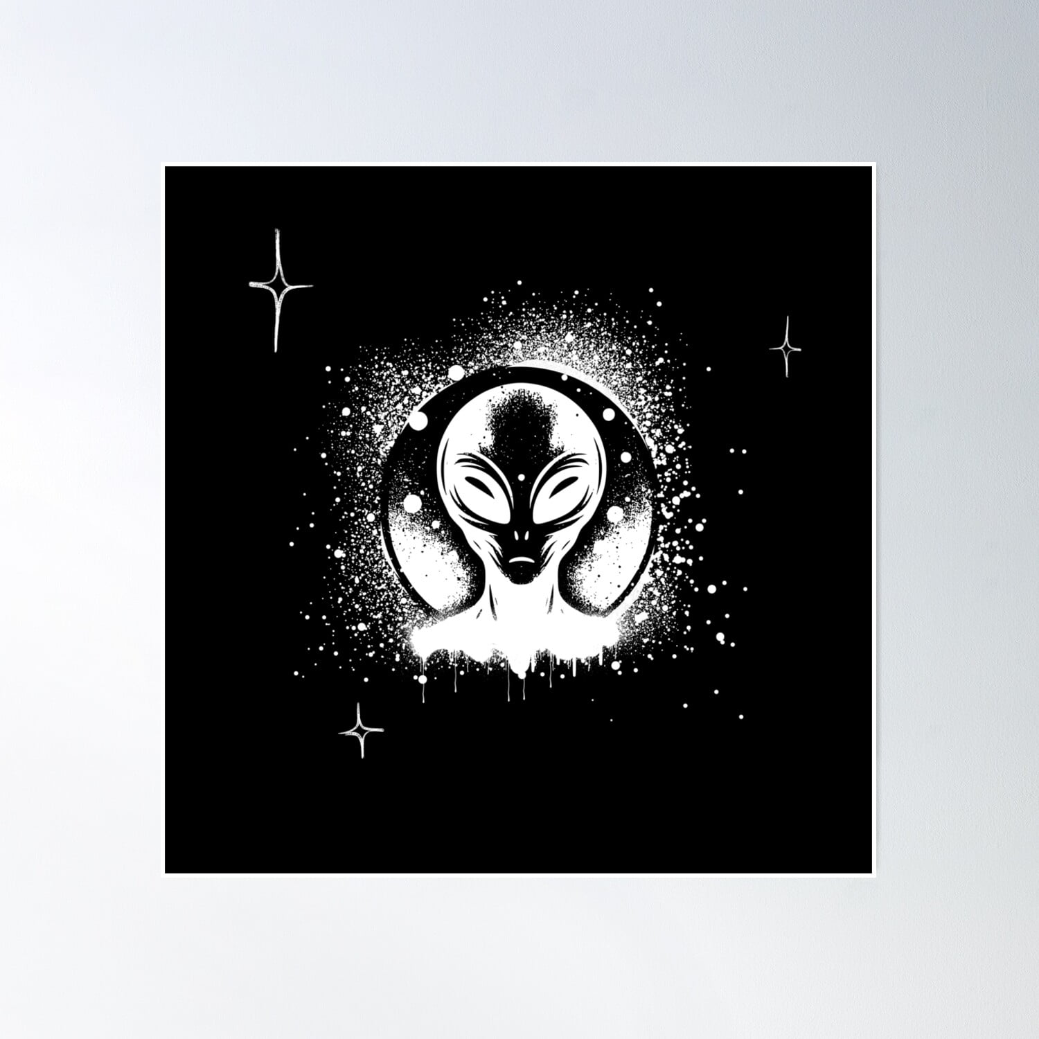 Space Graffiti Art, Alien Face Poster Wall Art, Modern Wall Decor ...