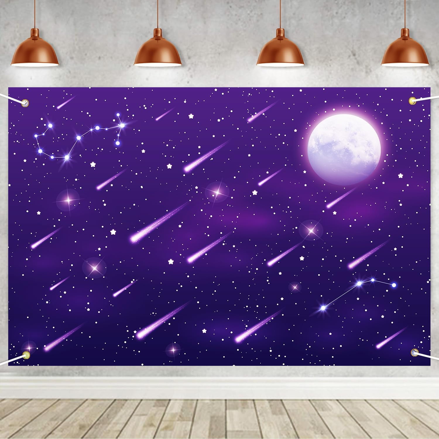 Space Happy Backdrop Purple Outer Space Theme Party Supplies 6x4ft ...
